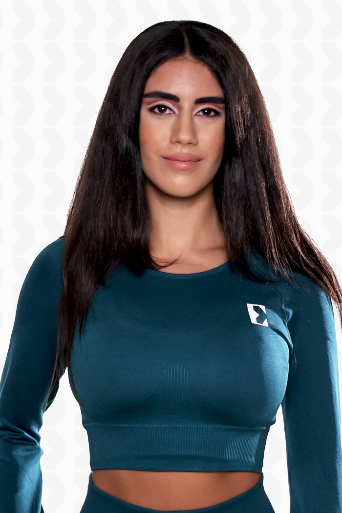 Green Long Sleeve Seamless Top Pulse Fitness Wear