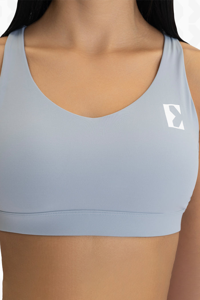 Gray Bra with Back Design | Pulse Fitness Wear